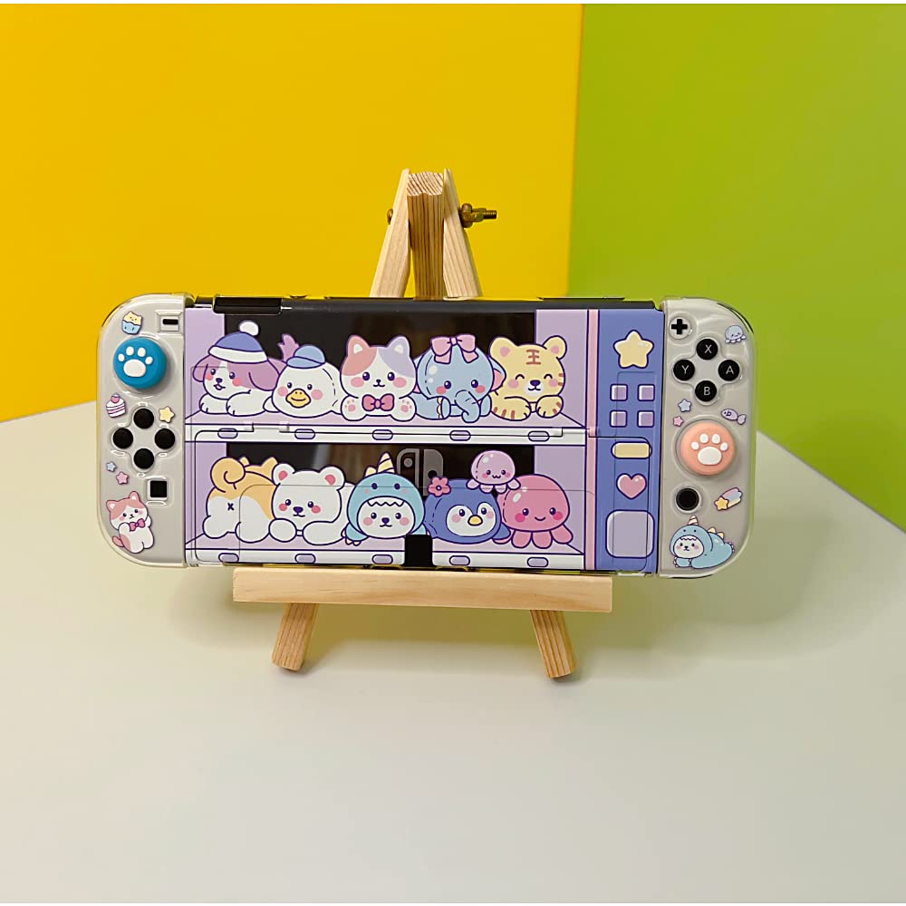 ENFILY Cute Case Compatible with Nintendo Switch OLED 2021, Dockable Case Cover, Ergonomic Soft TPU Grip Case for Joycon, Sparkle Skin Set with Screen Protector and Thumb Caps