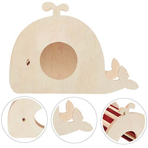 PATKAW Rabbit Toys Tree Hut Wooden Hamster House Whale Shaped Wood Small Animal Hideout Hamster Hut Nesting Habitat for Small Animals Hamsters Guinea Pig Rat Rabbit Toys Tree Hut