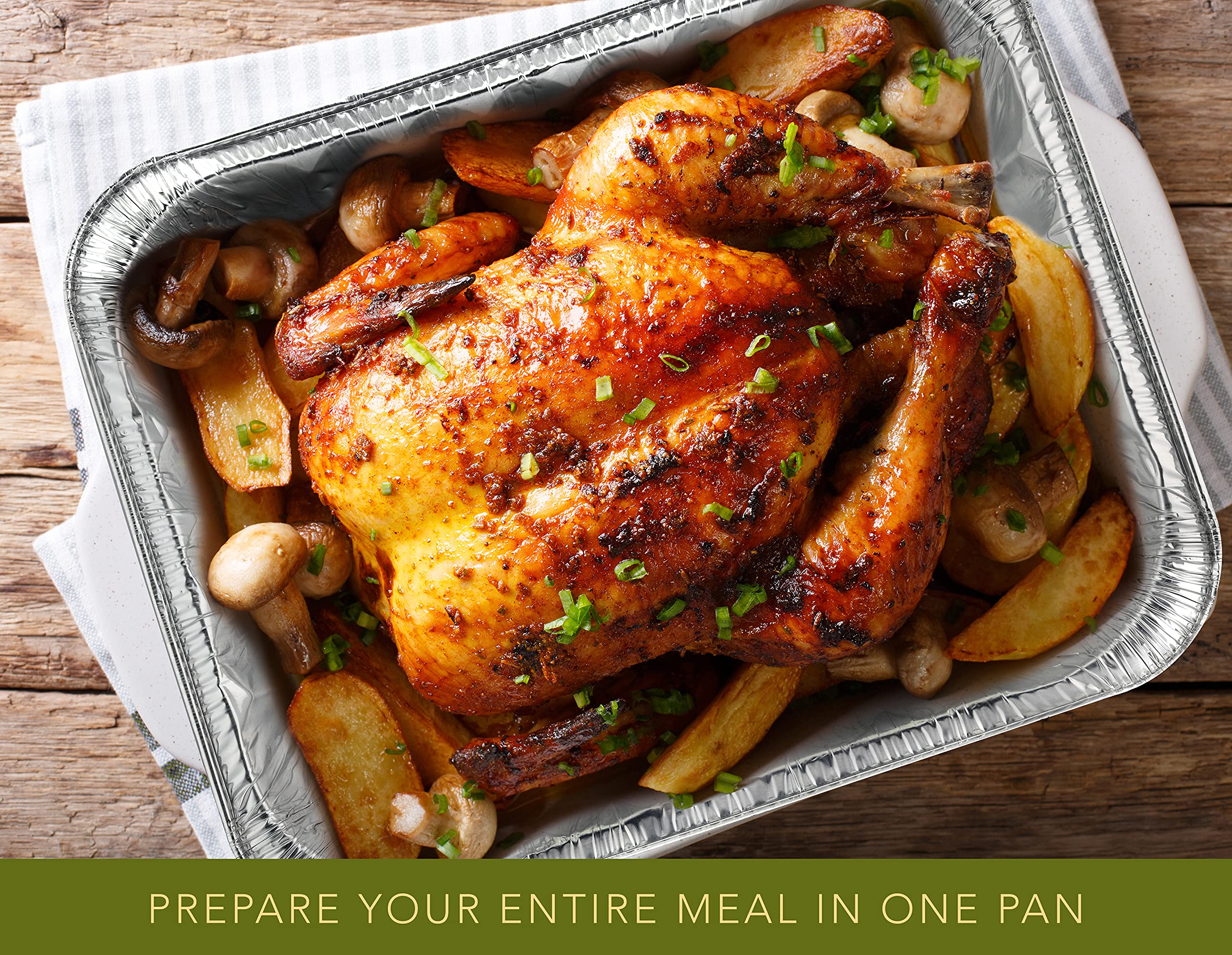 NYHI 9'' x 13β 4 Inches Deep Aluminum Foil Pans 20 Pack Durable Disposable Grill Drip Grease Tray Half Size Extra Deep Steam Pan and Oven Buffet Trays Food Containers for Catering Baking Roasting