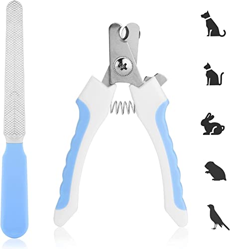 ID Pets Nail Clippers with Safety Guard to Avoid Over-Cutting, Safe Professional Grooming Tool for Dog & Cat (Blue)