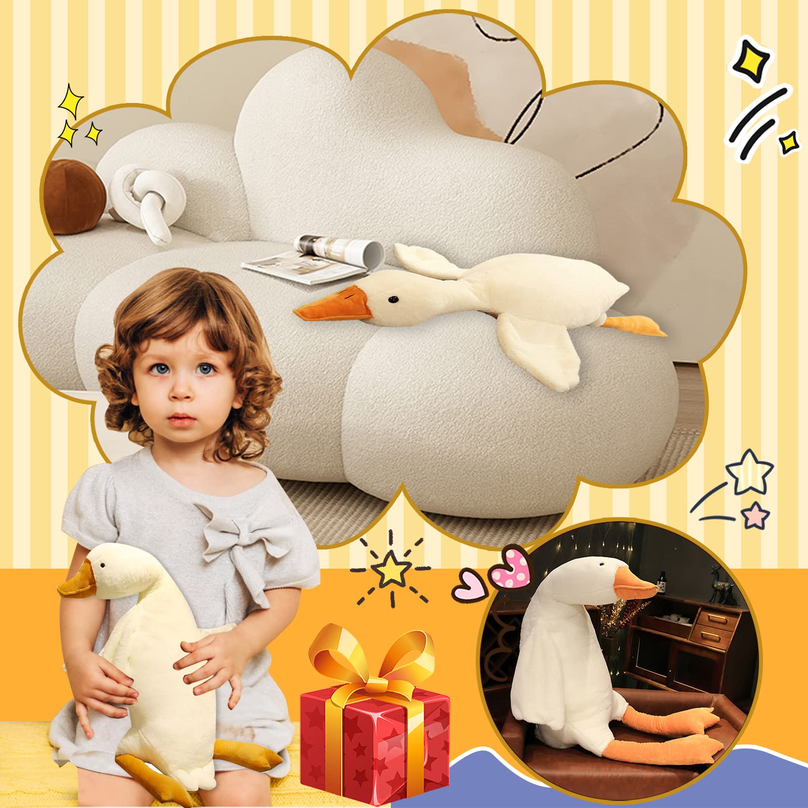 CHELEI2019 19.7" Giant Goose Stuffed Animal Toy Soft Swan Plush Throw Pillow Gifts for Kids