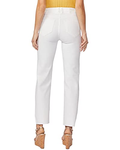 PAIGE Women's Stella Ultra high Rise Straight Leg 29" Destructed, Bare White Distressed, 24