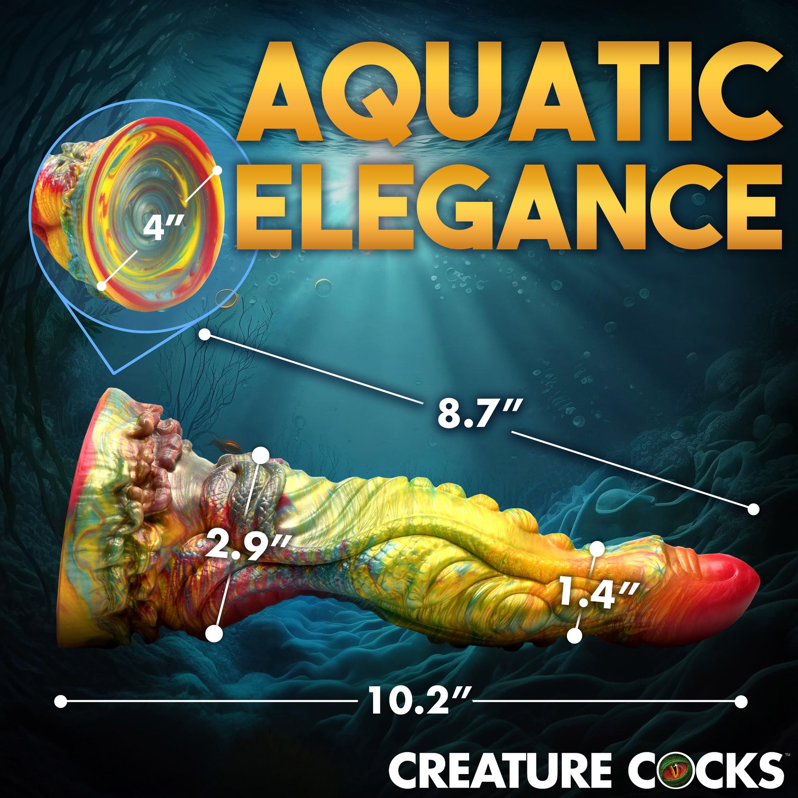 CREATURE COCKS Majestic Merman Silicone Dildo for Men, Women & Couples. Firm and Flexible, Strong Suction Base, Fantasy Dildo, Unique Texture. Premium Phthalate-free & Body-safe Silicone 1 Piece, Rain