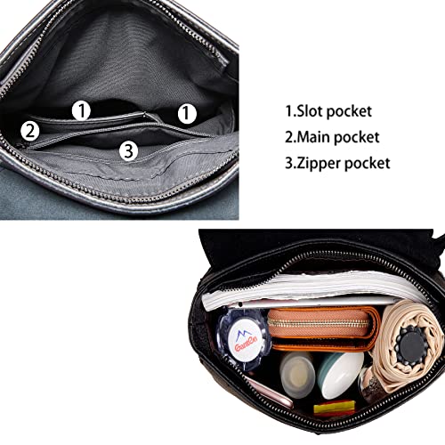 HESHE Women’s Leather Backpack Casual Style Flap Backpacks Daypack for Ladies (Coffee)