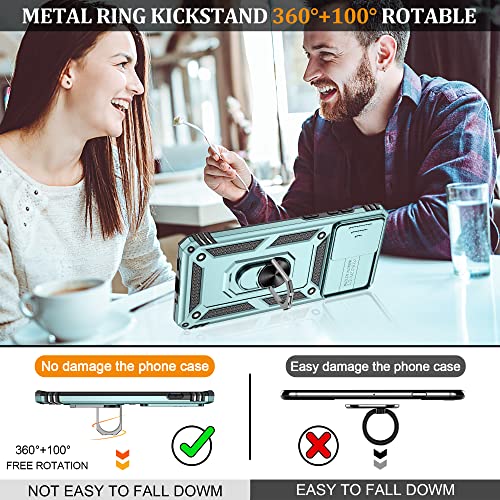 Gritup for Samsung Galaxy S20+ Plus Case with Slide Camera Cover, Build in 360° Rotating Ring Kickstand [Military Grade] Protective Case for Galaxy S20 Plus 5G, Dark Green