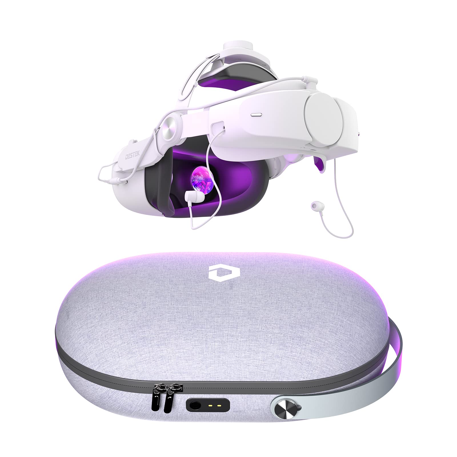 DESTEK QH2 Face Pressure-Free Head Strap & OC1 Charging Carrying Case Bundle