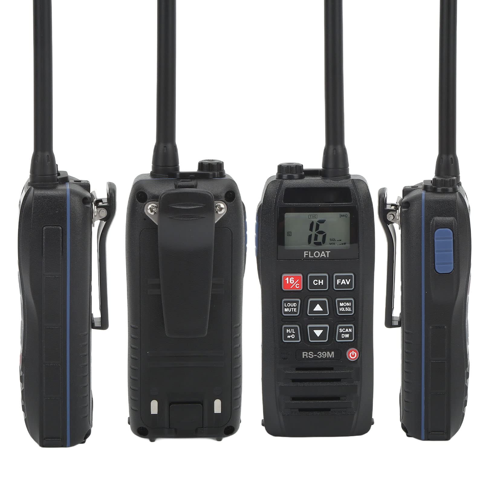 Floating VHF Transceiver, High Sensitivity Marine Walkie Talkies 6W 1W for Ship (US Plug)