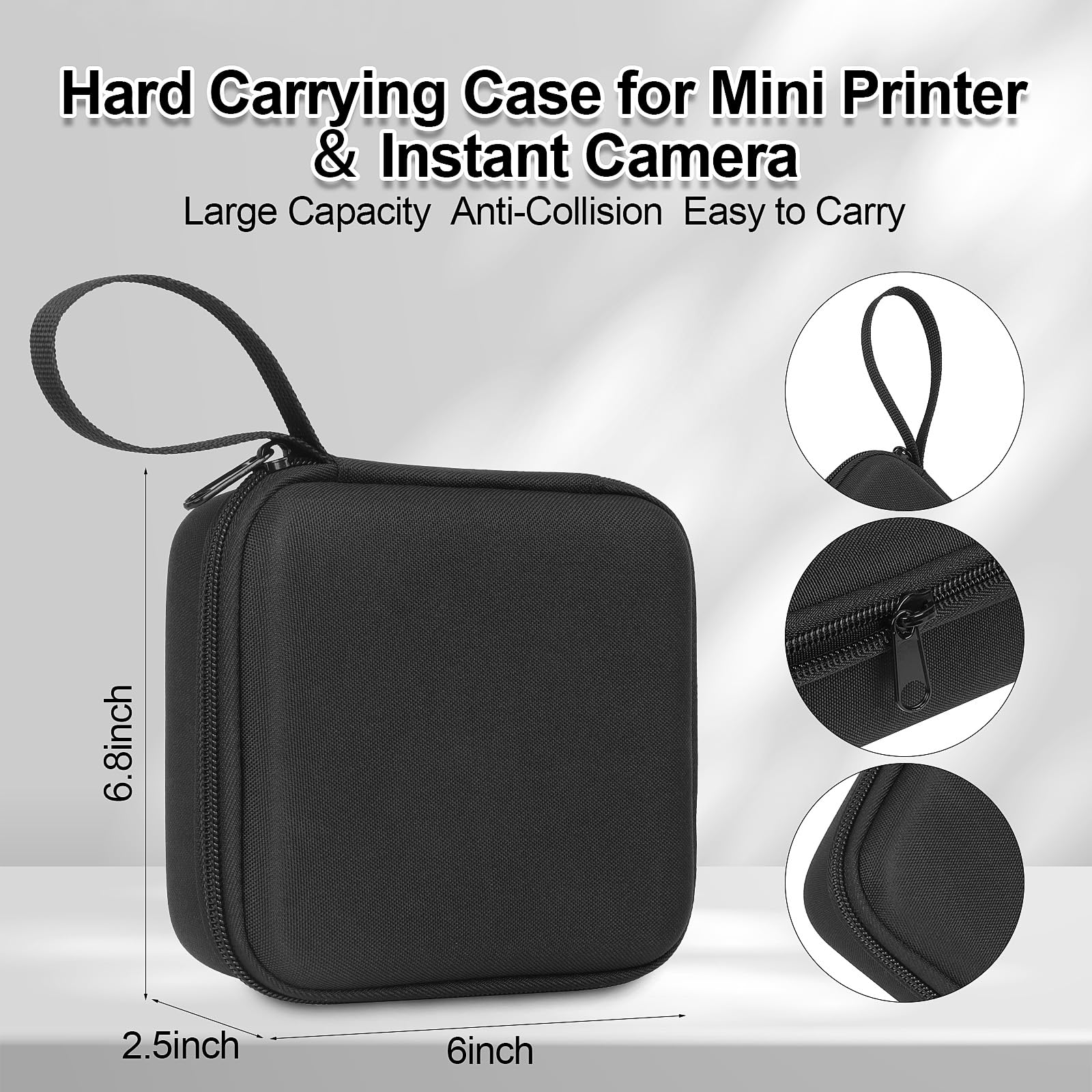 HuiJuKeJi Mini Inkless Printer for iOS&Android with Hard Protection Portable Storage Case,Bluetooth Thermal Pocket Printer with 11 Rolls of Thermal Paper&Sticker to Print Photo Receipt