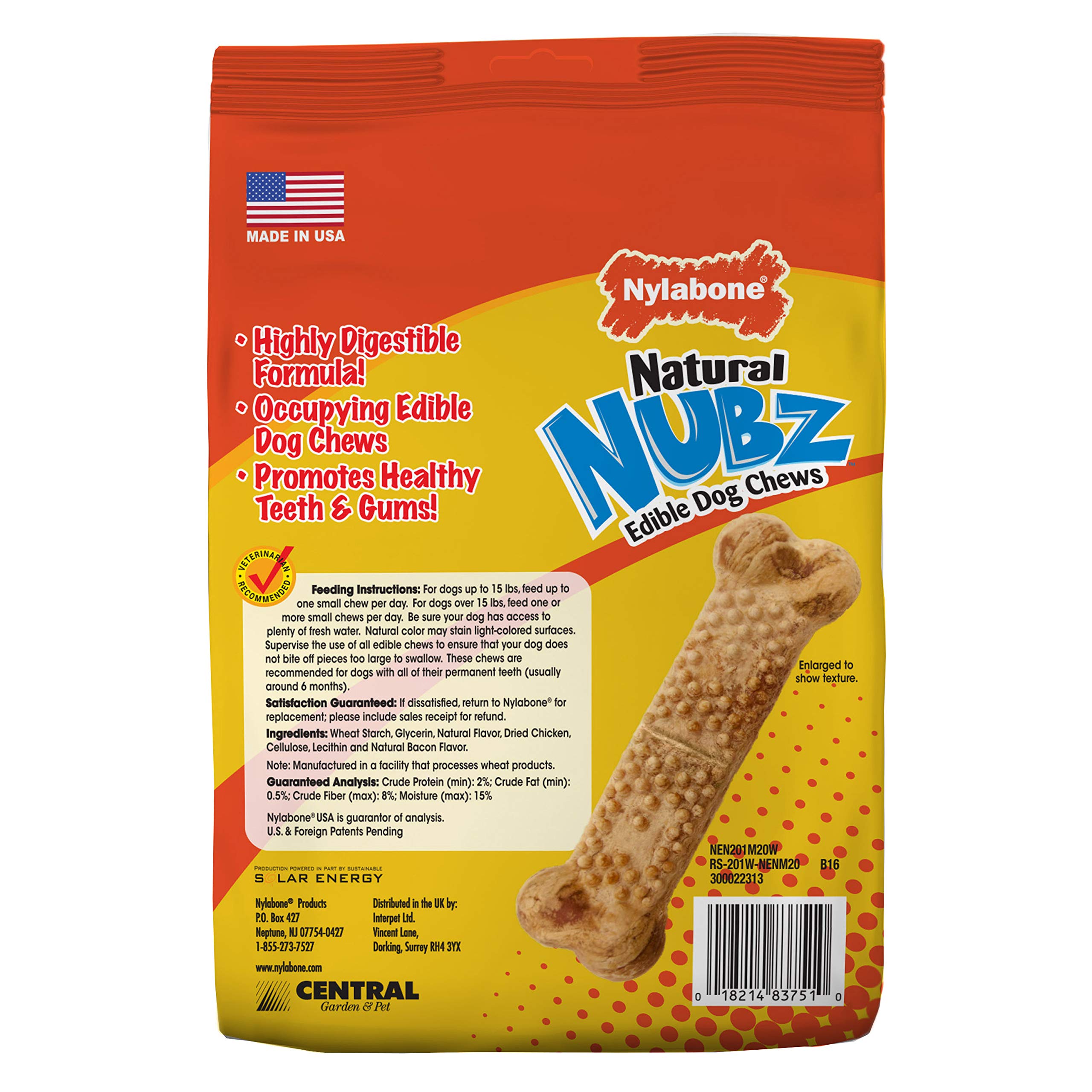 Nylabone Nubz Budz Natural Long Lasting Edible Dog Chews 20 Count Small - Up to 30 lbs.