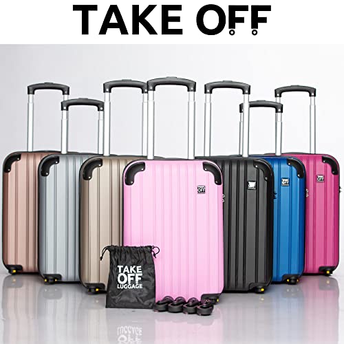 Take OFF Luggage 18 inch Hardshell Carry On Suitcase that Converts into Underseater Luggage with Removable Spinner Wheels for Airline Personal Item Use Requirements, 18 x 14 x 8 Inches - Hot Pink