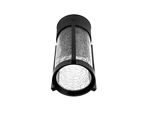Home Zone Security Decorative Solar Wall Lights - Outdoor Crackle Glass Patio and Fence Wall Lights, 2-Pack Black