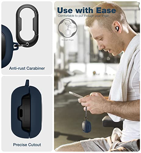SURITCH for Samsung Galaxy Buds 2 Pro Case(2022)/Galaxy Buds 2 Case(2021)/Galaxy Buds Live Case(2020)/Galaxy Buds Pro Case(2021) Hard PC Shockproof TPU Cover with Gun-Colored Keychain Carabiner, Blue