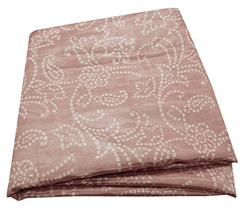 Peegli Vintage Bandhani Printed Saree Pink Recycled Fabric Silk Blend DIY Craft Sari