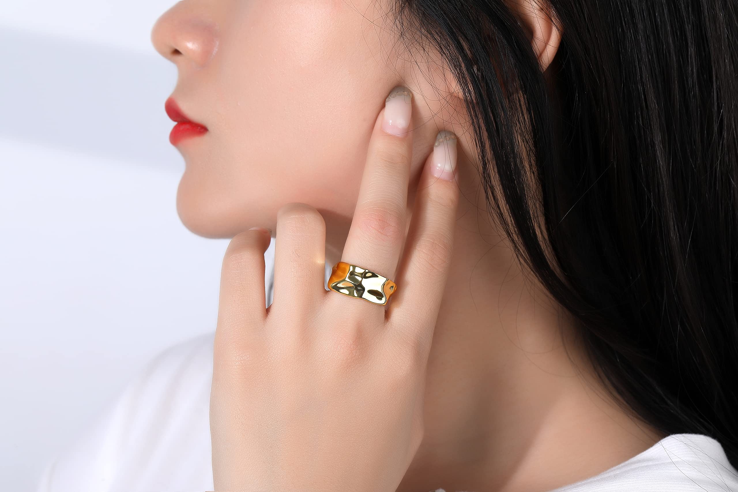 Dapai Show Bold gold ring Minimalist adjustable sign ladies ring 18K gold-plated declaration ring Ring for men and women