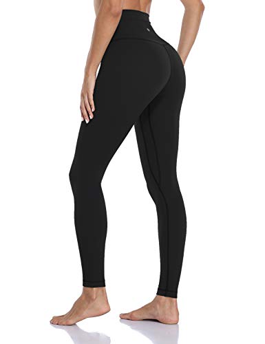 HeyNuts Essential High Waisted Yoga Leggings for Tall Women, Buttery Soft Full Length Workout Pants 28'' Black S(4/6)