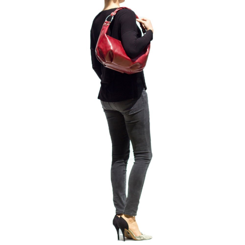 Robe di Firenze Italian Made Burgundy Red Organically Treated Leather Hobo Bag
