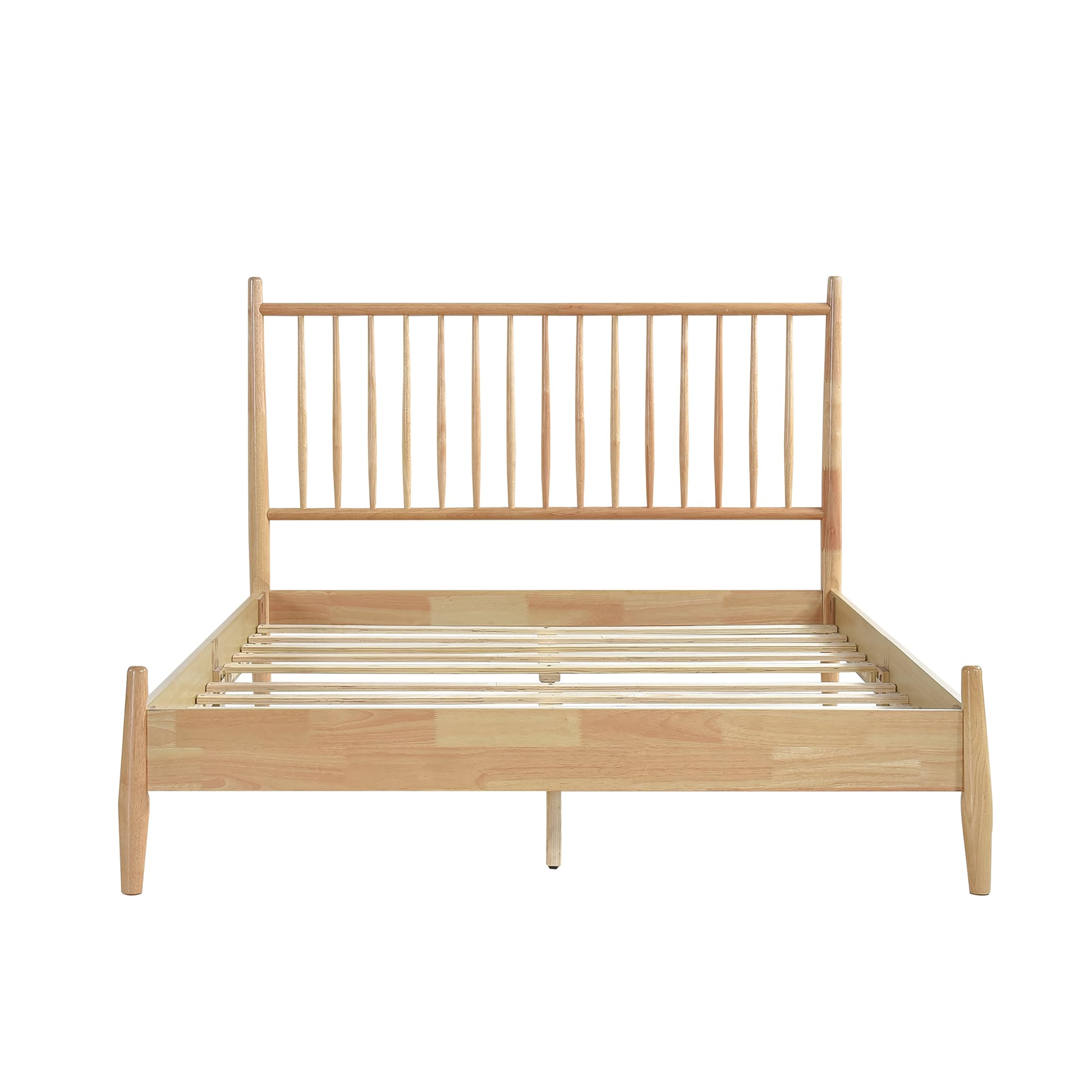 Lexicon Queen Bed Frame with Headboard, Platform Bed Frame Wood, Mid Century Modern Bed Frame with Vertical Slat Headboard, No Box Spring Needed, Easy Assembly, Natural