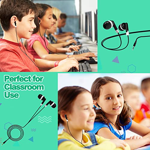 Hongzan 100 Pack Classroom Earbuds Headphones Bulk for School Kids Children, Wholesale Durable Earphones Class Set for Students (100 Black)