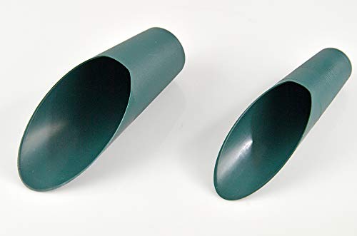 HOME-X Soil Scoops, Small Gardening Tools, Potting Scoopers, Bonsai Tool, Set of 2 Different Sizes – Green- 6 ½” x 2 ½ “ and 6 ¼ “ x 1 ¾ “