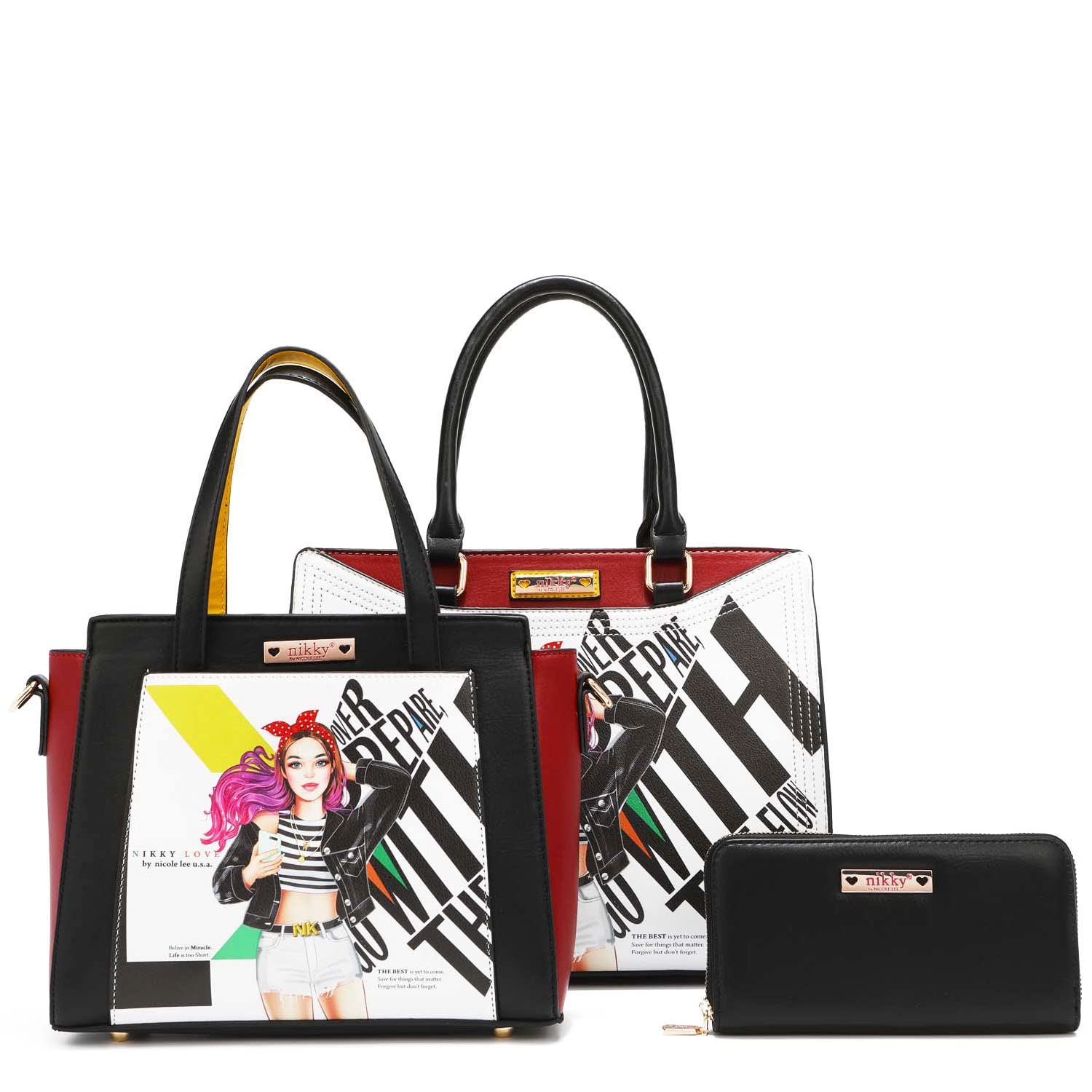COLLEGE GIRL 3 PIECE SET (HANDBAG, CROSSBODY, WALLET) - NK12367