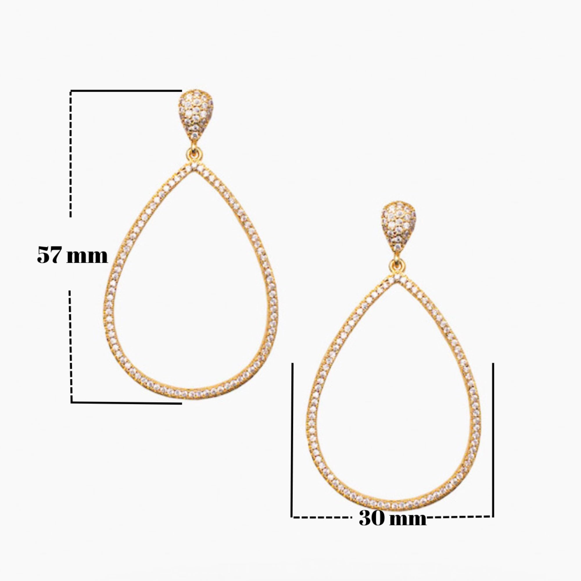 Dazzling Earrings | 18K Gold Plated CZ Paved Copper Jewelry Drop Earrings | Gold Long Drop Earrings For Women