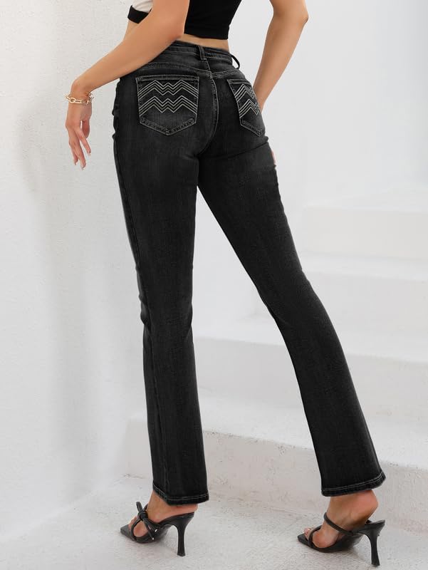 PEIHOT Women's Jeans 90s Mid Rise Bootcut Jeans High Stretch Black Jeans Size 8 Pantalones De Mujer Boot Cut Denim Pants