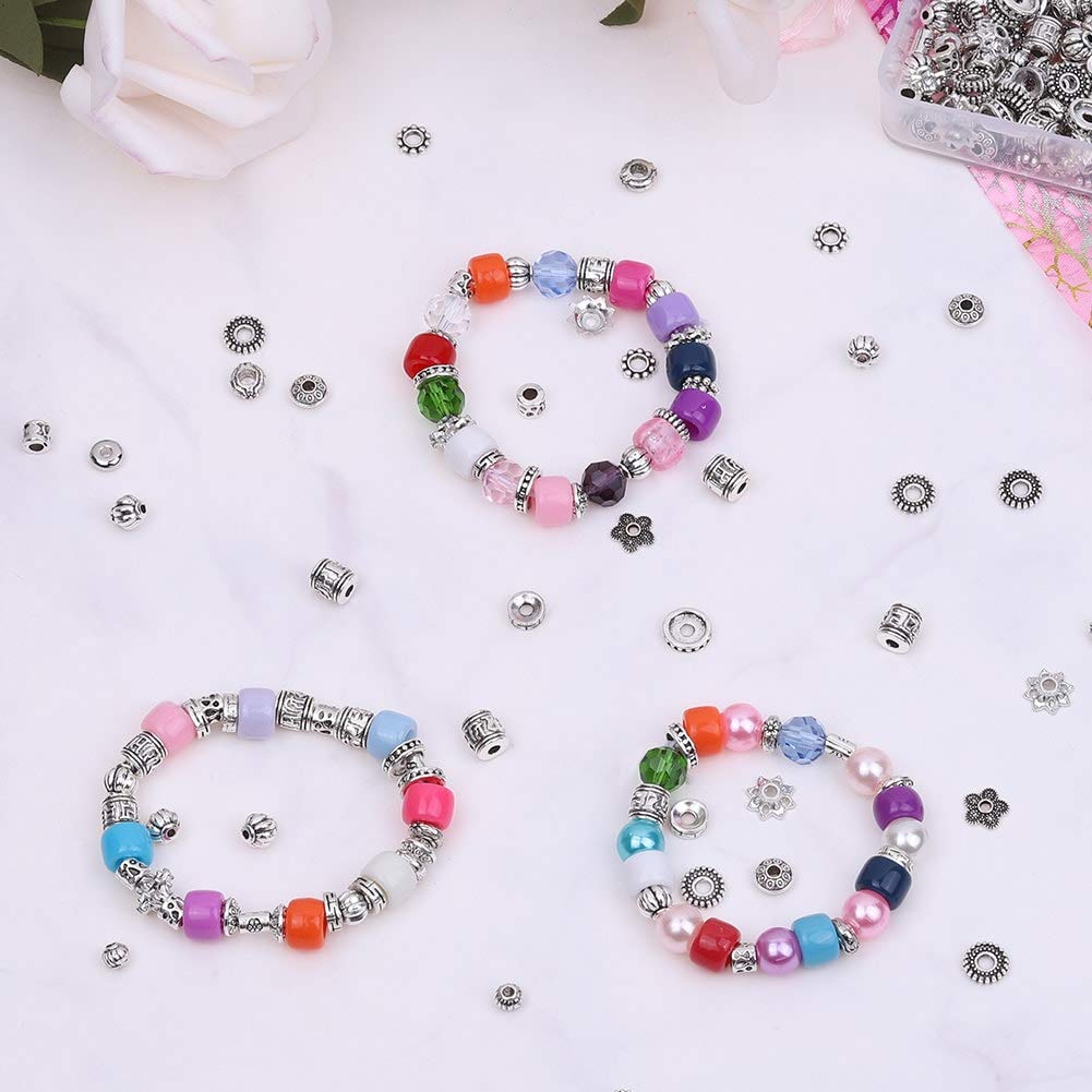 Cridoz Metal Spacer Beads for Making Bracelet, Necklace, Jewelry Making and Findings Accessories, 900Pcs, Silver