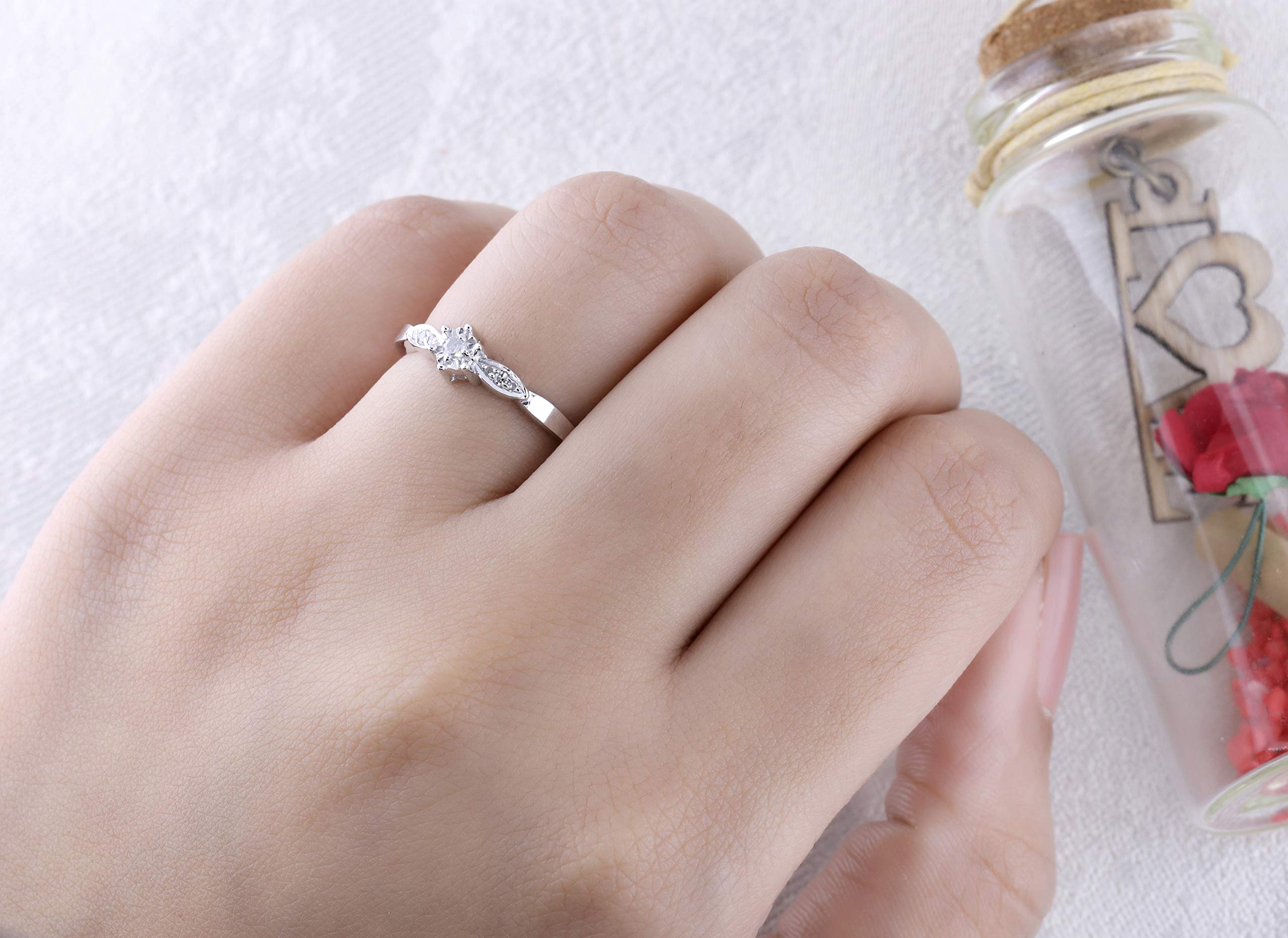 Dazzlingrock Collection 0.05 Carat (Ctw) Round Lab Grown White Diamond Bridal Promise Ring, in 925 Sterling Silver, Size 9.5
