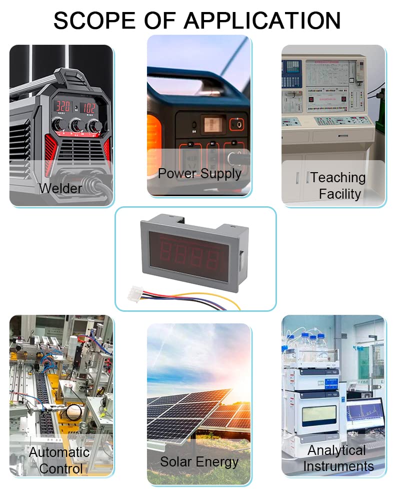 Fielect Digital DC Voltmeter Panel DC 0-600V LED Digital Volt Voltmeter Panel DC Voltmeter, 4 1/2 Digit