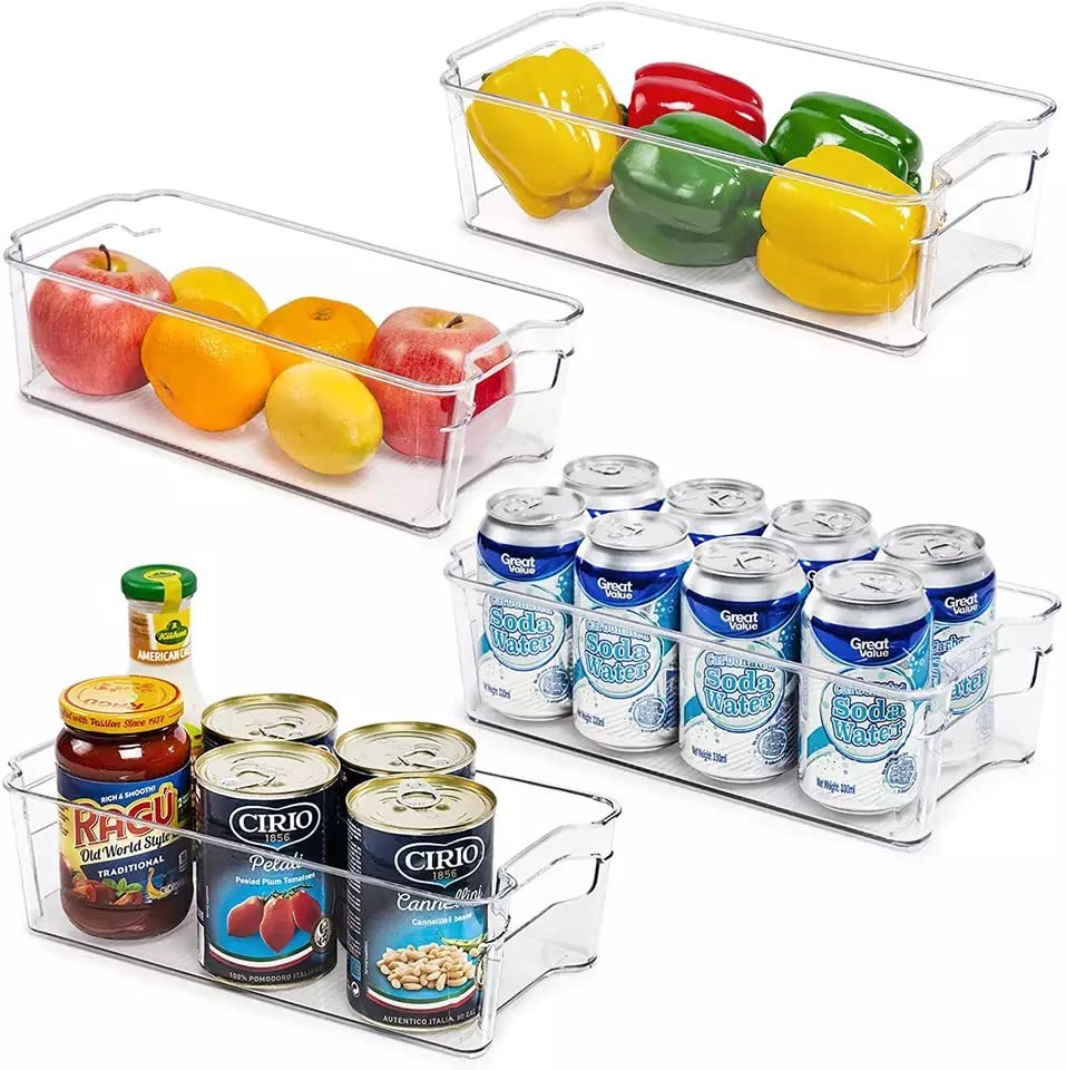 JS HomeDesign - Fridge Organizer, Pantry Organizing and Clear Storage Bins, Cabinet Organizing with Handles