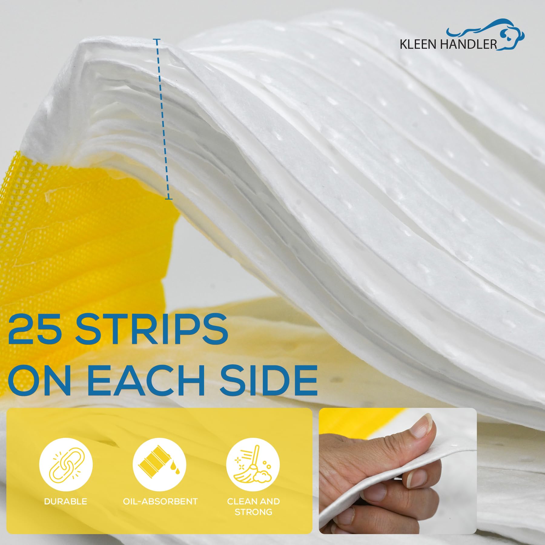 KLEEN HANDLER Mop Head Replacement 6-Pack Hydrophobic Industrial Mop for Oils and Spills β Heavy-Duty Mop for Industrial, Commercial, Janitorial Cleaning β Non-Woven Oil-Absorbent Material