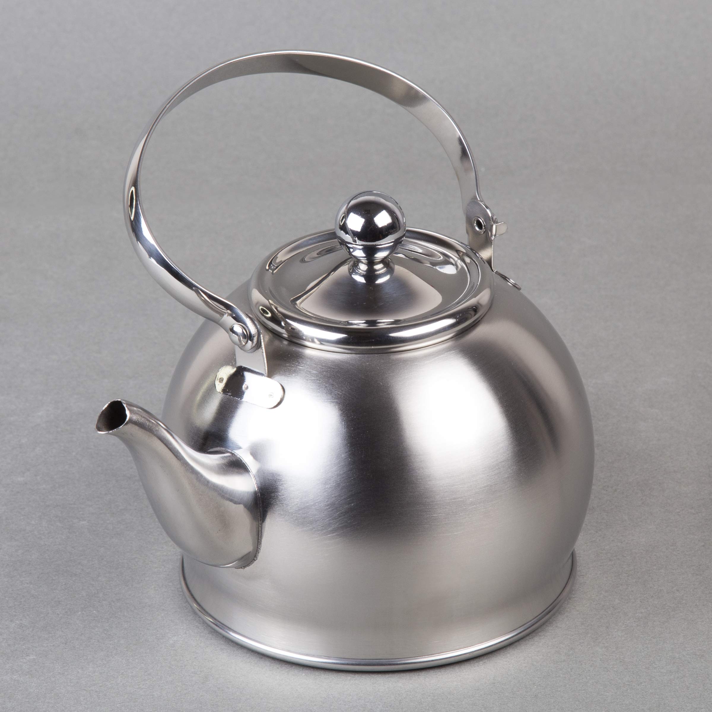Creative Home 72258 Royal Stainless Steel Whistling Tea Kettle with Removable Infuser Basket, Folding Handle, 1 Quart