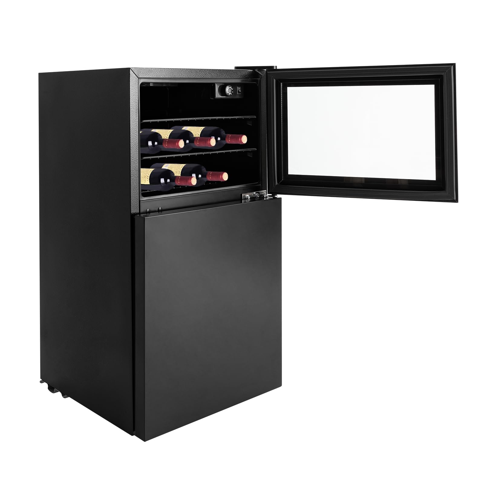 KOLHGNSE Wine Fridge Dual Zone,30 Bottles Wine Cooler Refrigerator Chiller,Fast Cooling Quiet Low Vibration - Chiller for Kitchen,Home Bar,for Red White Wine Champagne