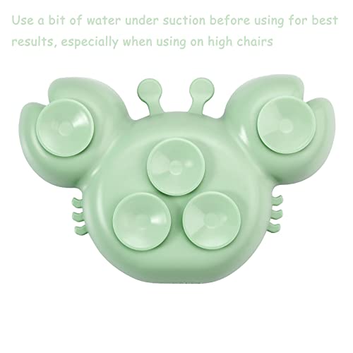 PandaEar 2 Pack Silicone Suction Plate for Baby, Divided Unbreakable Toddler Food Plate with 2 Pack Spoons for Self Feeding, Toddler Utensils Feeding Set Baby Eating Supplies, Crab Shape, Blue&Green
