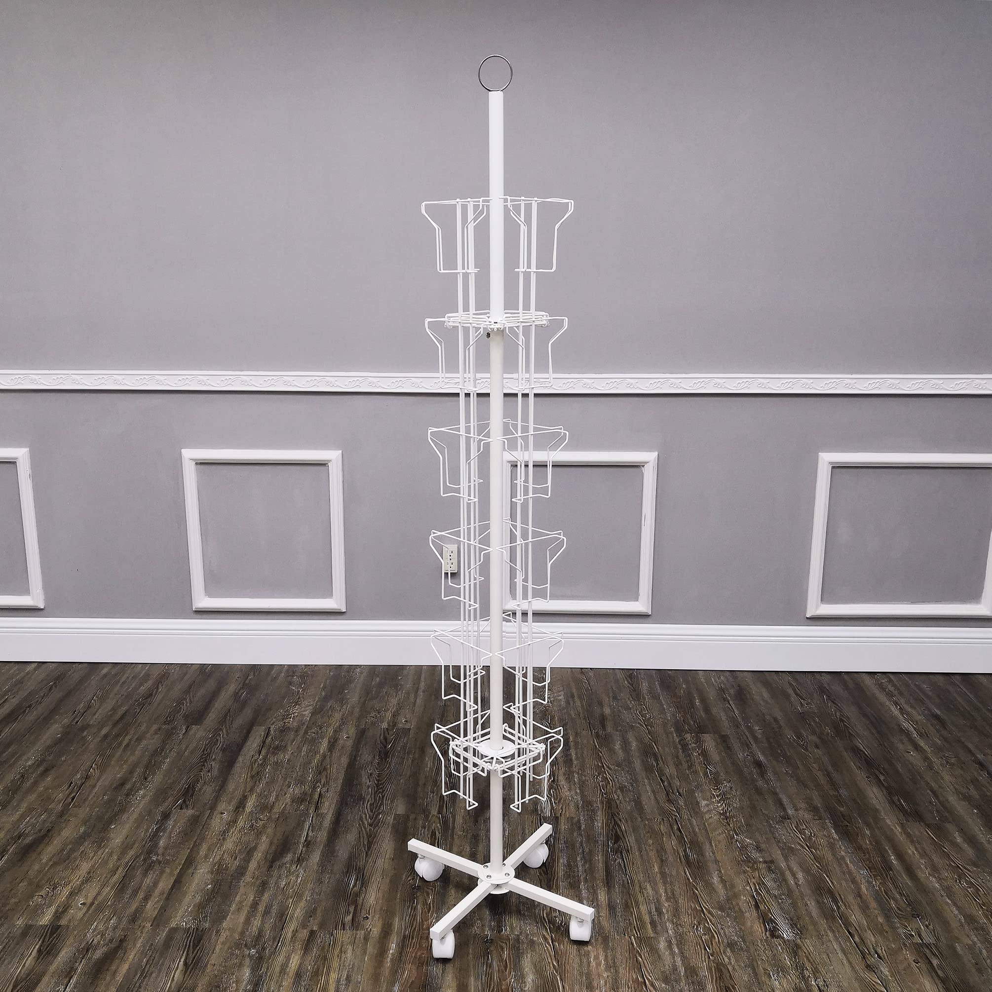 FixtureDisplays? 24-Pocket 5.5" Wide Pocket (Fits 5x7") Vertical Spinning Greeting Holiday Card Rack Greeting Card Display Floor Stand Pocket Size: 5.8"Wide X 8"High, 24 Pockets. 11703-WHITE-FBA