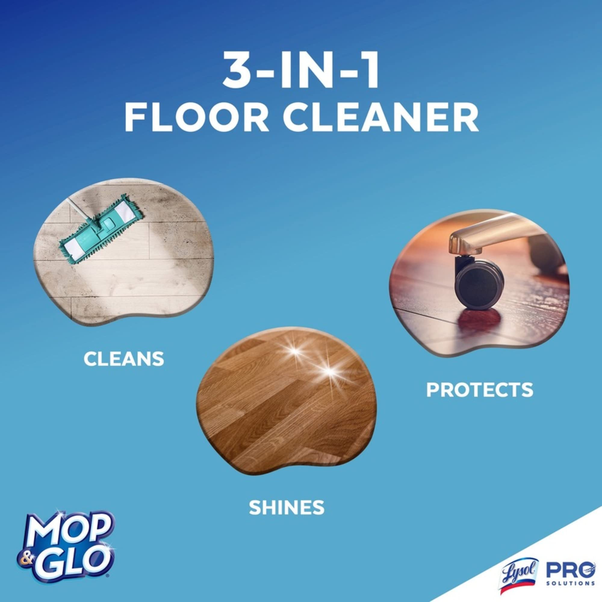 Mop & Glo Multi-Surface Floor Cleaner, Lemon Scent, 64 Oz Bottle, Case Of 6