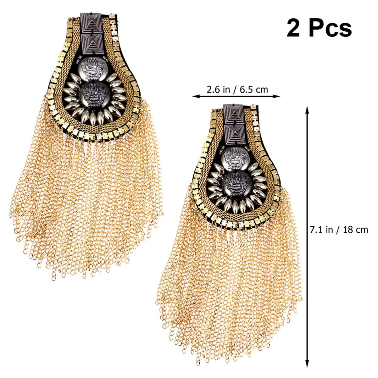SUPVOX 2pcs Shoulder Epaulets Tassel Punk Fashion Shoulder Board for Man Woman(Golden)