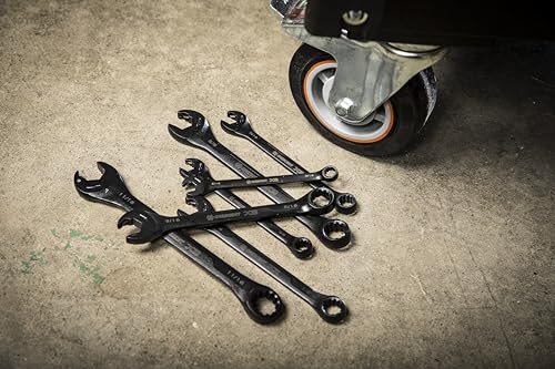 Crescent 7 Piece X6 Black Oxide Spline Open End Ratcheting Combination SAE Wrench Set - CX6RWS7
