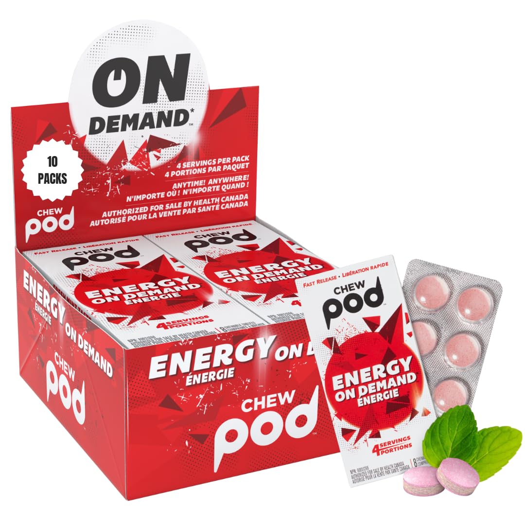 Chewpod Energy Gum - COMING BACK SOON - 100mg Caffeinated Chewing Gum for Running, Workouts, and Staying Awake & Alert - Fast Acting, Sugar Free Alternative to Coffee and Energy Drinks