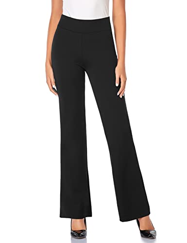 Tapata Women Dress Pants 32" High Waist Stretchy Bootcut Pants Tall, Petite, Regular for Office Work Business Black L/14