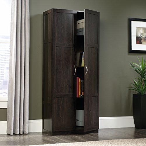 Sauder 419496 Miscellaneous Storage Storage Cabinet, L: 29.375" x W: 16.125" x H: 71.125", Cinnamon Cherry finish & Beginnings 3-Shelf Bookcase, Cinnamon Cherry finish