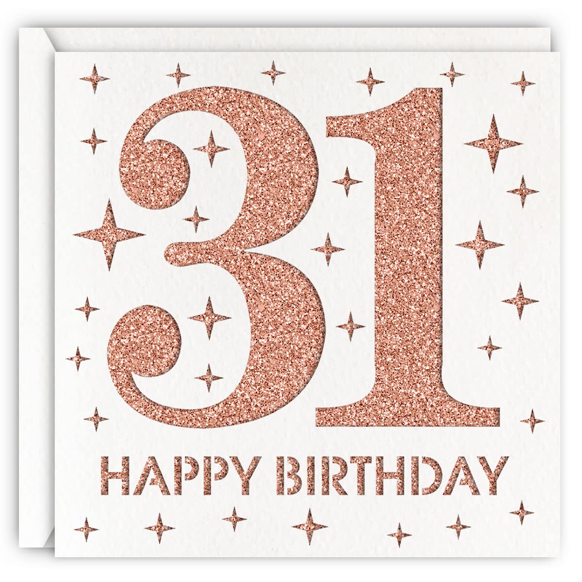 MAGJUCHE Rose Gold 31st Birthday Card, Laser Cut Glitter Woman Age 31 Birthday Gift For Daughter, Sister