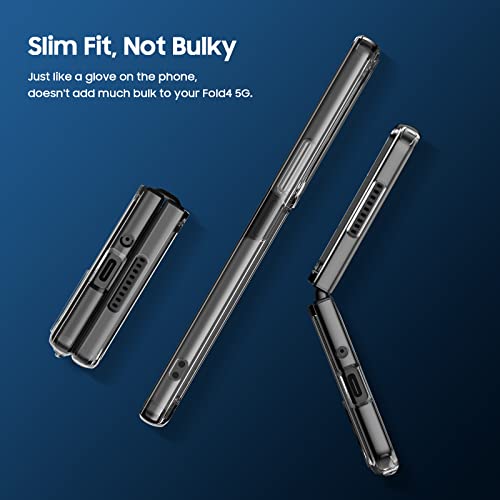 MAKAVO for Samsung Galaxy Z Fold 4 Clear Case, Crystal Flexible Edges & Hard Back Cover, Non-Yellowing Slim Thin Shockproof Phone Case for Samsung Z Fold4 (Pure Clear)