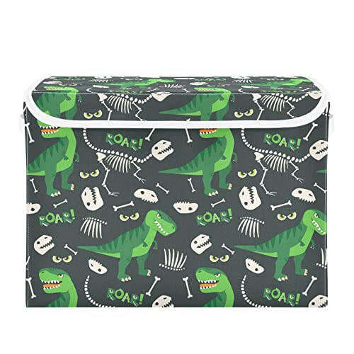 innewgogo Dinosaur Storage Bins with Lids for Organizing Collapsible Storage Boxes with Handles Oxford Cloth Storage Cube Box for Bed Room
