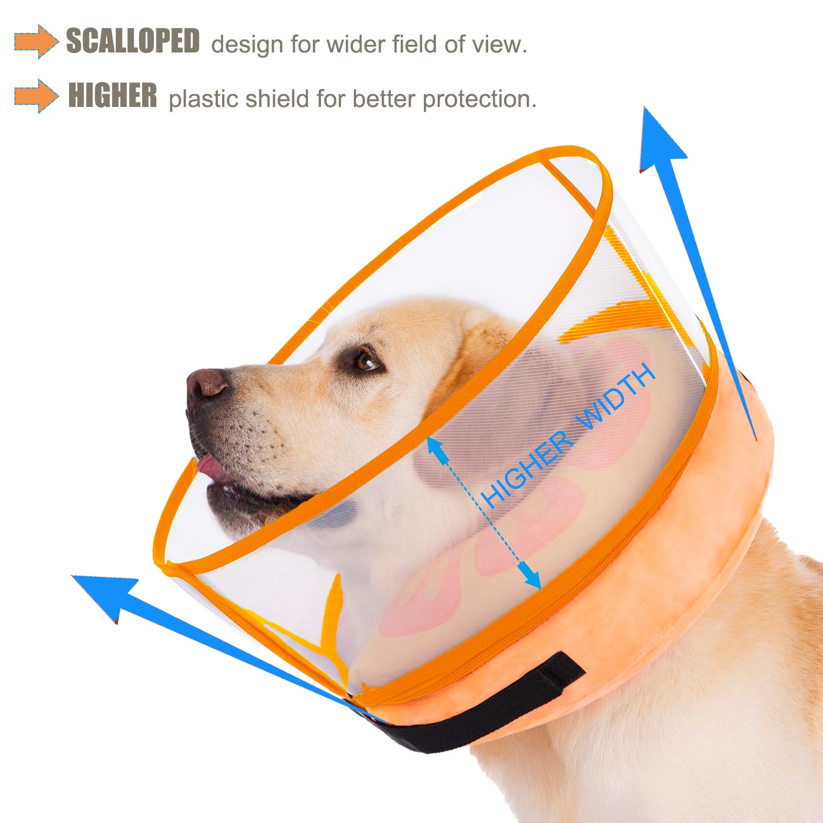 Inflatable Dog Cone Collar for Large Medium Small Dogs, Soft Dog Donut Collar Adjustable Recovery Cone for Pets After Surgery, Extra Enhanced Anti-Licking Guard Shield for Pets (X-Large, Orange)