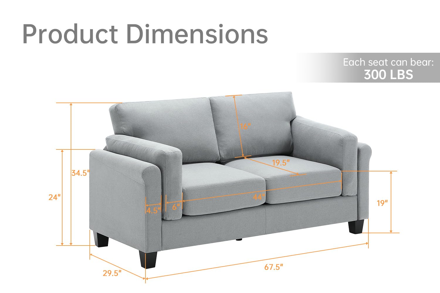 Morden Fort 79" W Sectional Sofa, Comfy 3 Seater Cloud Couch with Deep Seat, Removable Sofa Cushions and Solid Frame Modern Couches Home Sofa for Living Room Bedroom Apartment Lounge, Grey