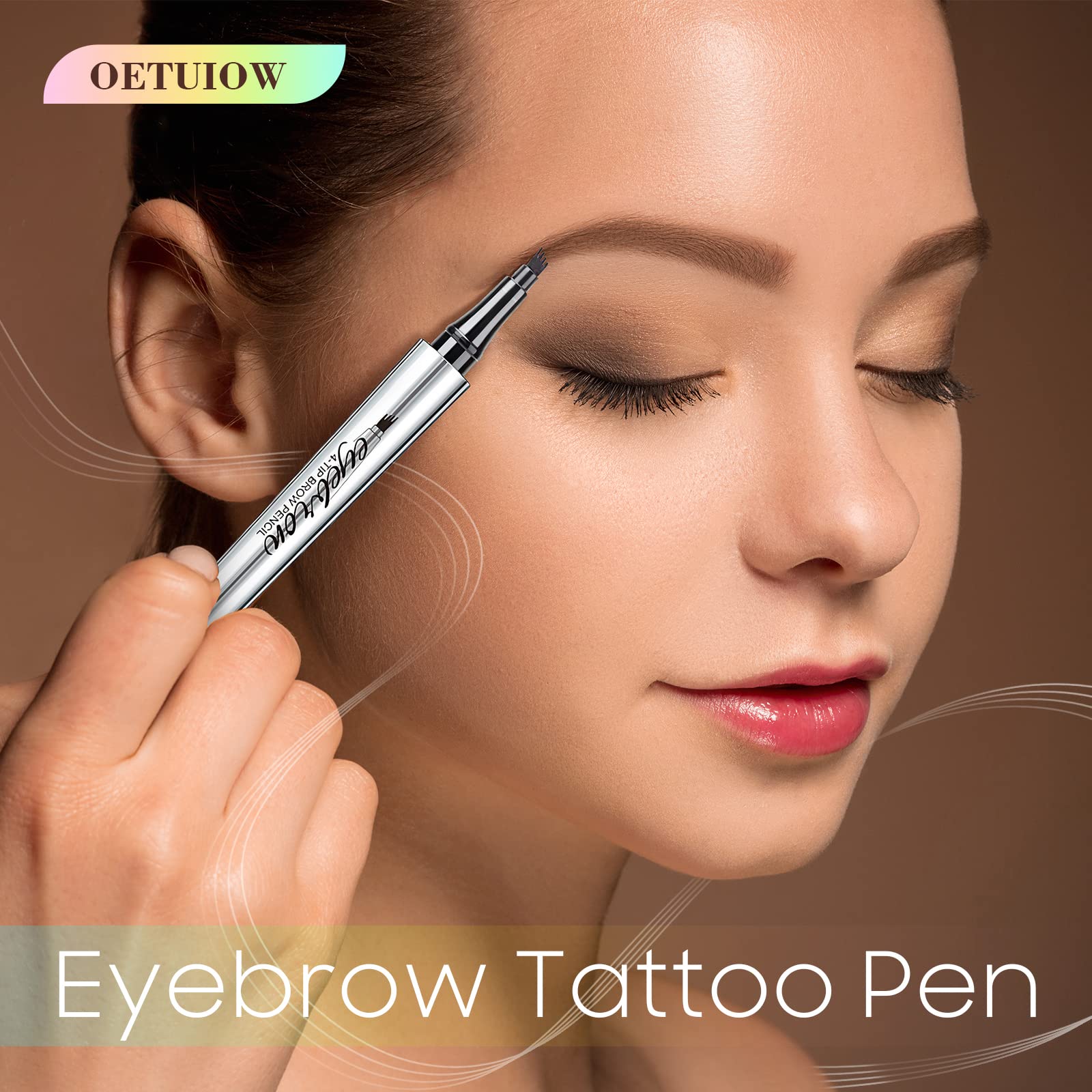 Eyebrow Pencil Eyebrow Microblading Pen - Eye Makeup Eyebrow Pen Long-Lasting Waterproof Micro 4 Point Brow Pen Lift & Snatch Eyebrow Microblading Pen Eyebrow Makeup for Perfect Brows (Dark Brown)