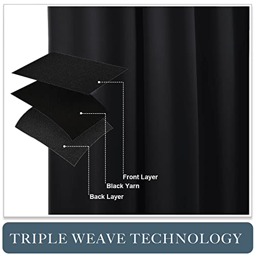 PONY DANCE Black Out Window Curtains - 2 Panels Thermal Curtain Drapes Insulated Window Treatments Light Block Short Blinds Rod Pocket for Small Window, W 42 x L 54 inches, Black, One Pair