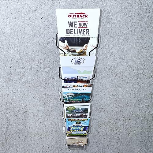 FixtureDisplays® Vertical Wall Mounting 6 Pockets 4 X 6" Greeting Card Post Card Rack 4.7 X 2.2 X 30.3" with Slight Pocket Overlap 11713-NPF-SL