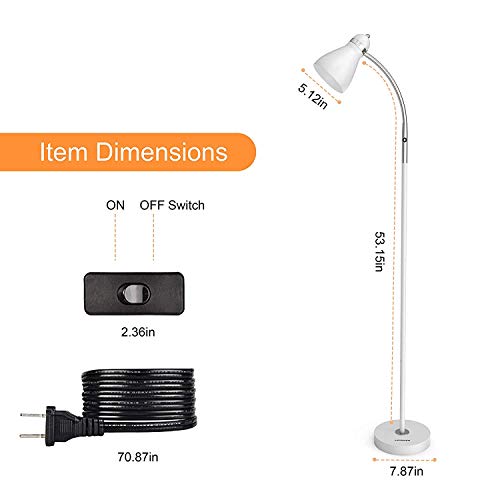 LEPOWER Metal Floor Lamp, Adjustable Goose Neck Standing Lamp with Heavy Metal Based, E26 Lamp Base, Torchiere Light for Living Room, Bedroom, Study Room and Office